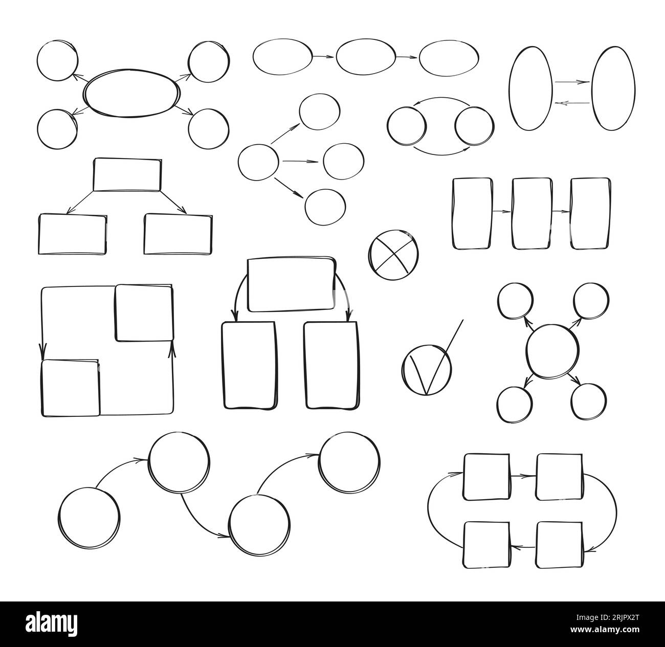 Doodle step infographics set vector. Circle, arrow, square blank ...