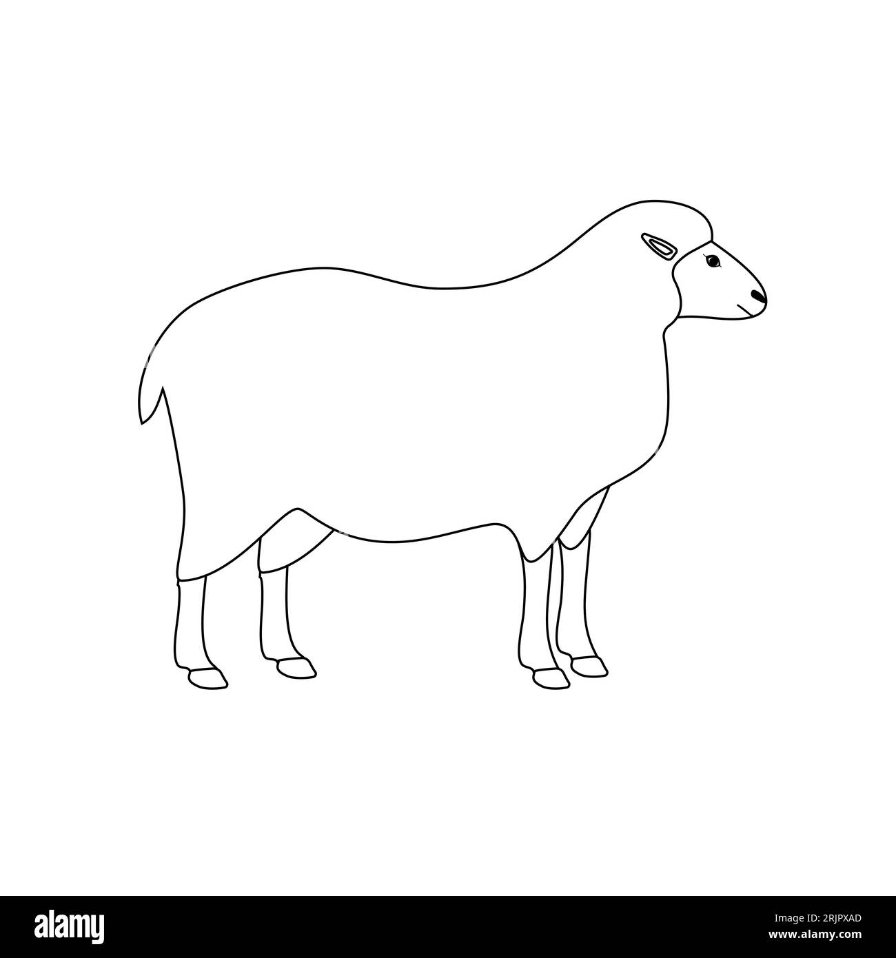 Vector flat hand drawn outline sheep isolated on white background Stock ...
