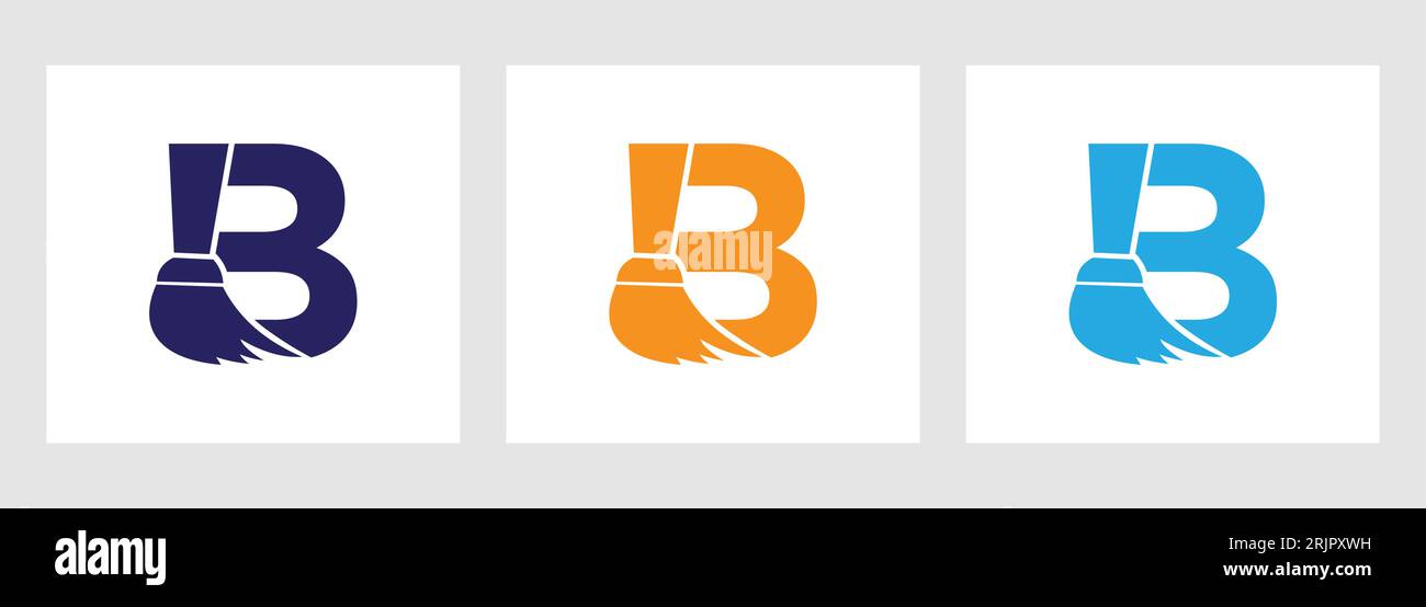 House Cleaning Logo On Letter B Concept With Clean Brush Icon. Maid ...