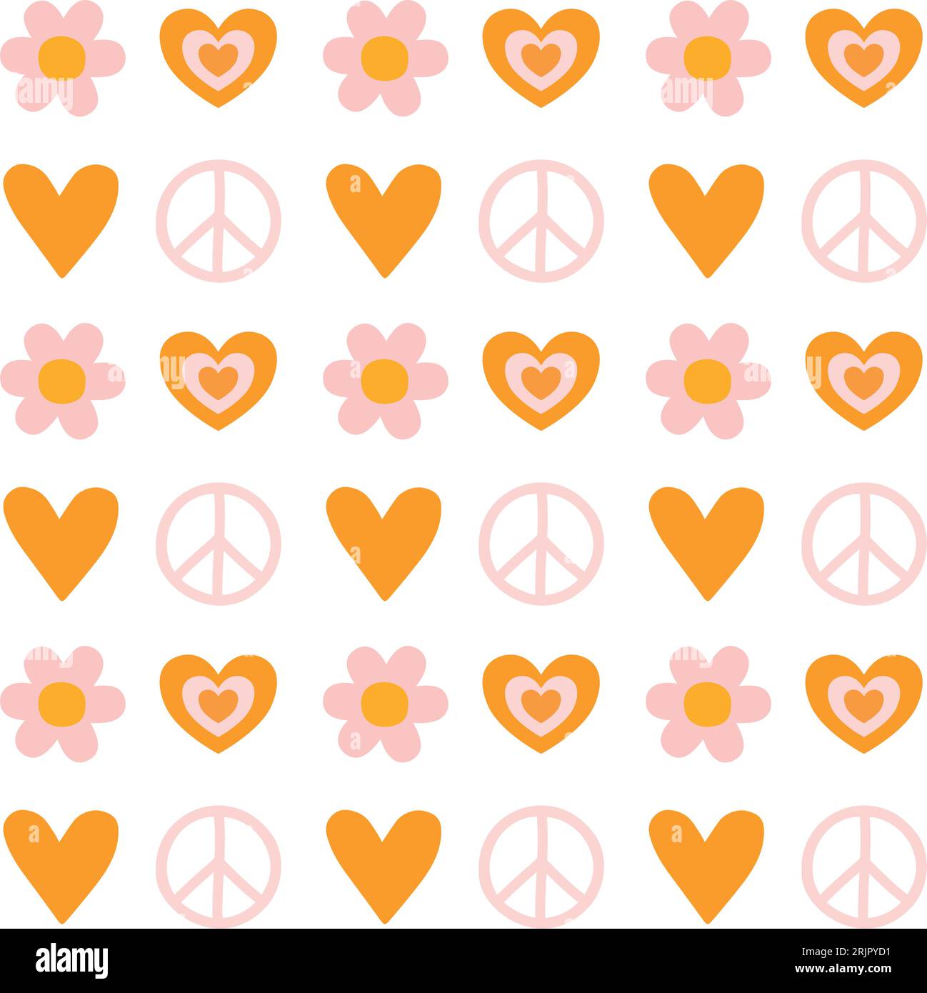 Vector seamless pattern of groovy retro elements isolated on white ...