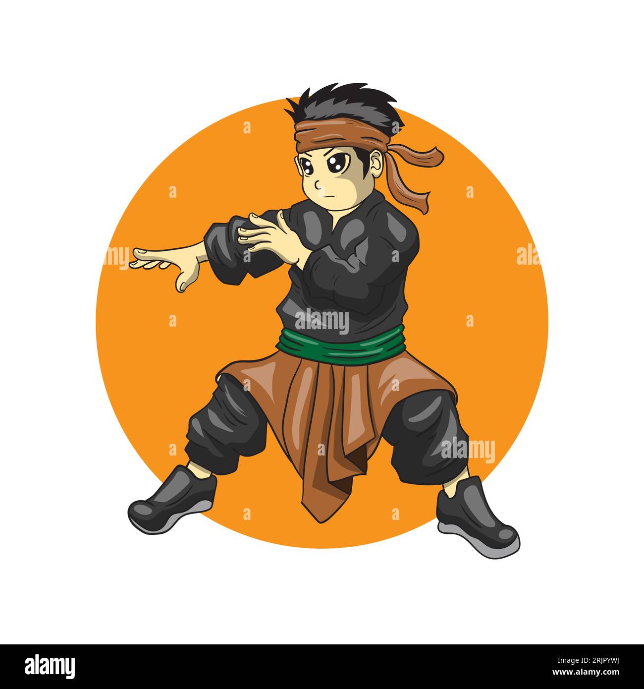 Pencak Silat Vector Illustration From Indonesia With Chibi Cartoon Style Stock Vector Image