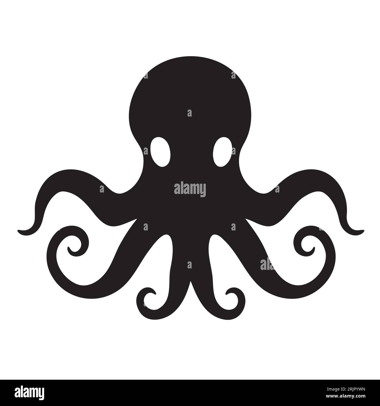 Octopus - sea animal vector silhouette for icon or sign on a sea or ...
