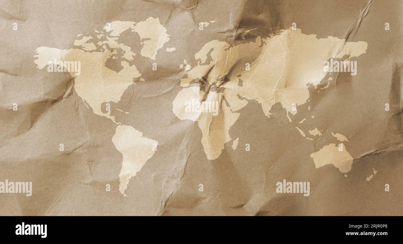 World map on paper background Stock Photo - Alamy