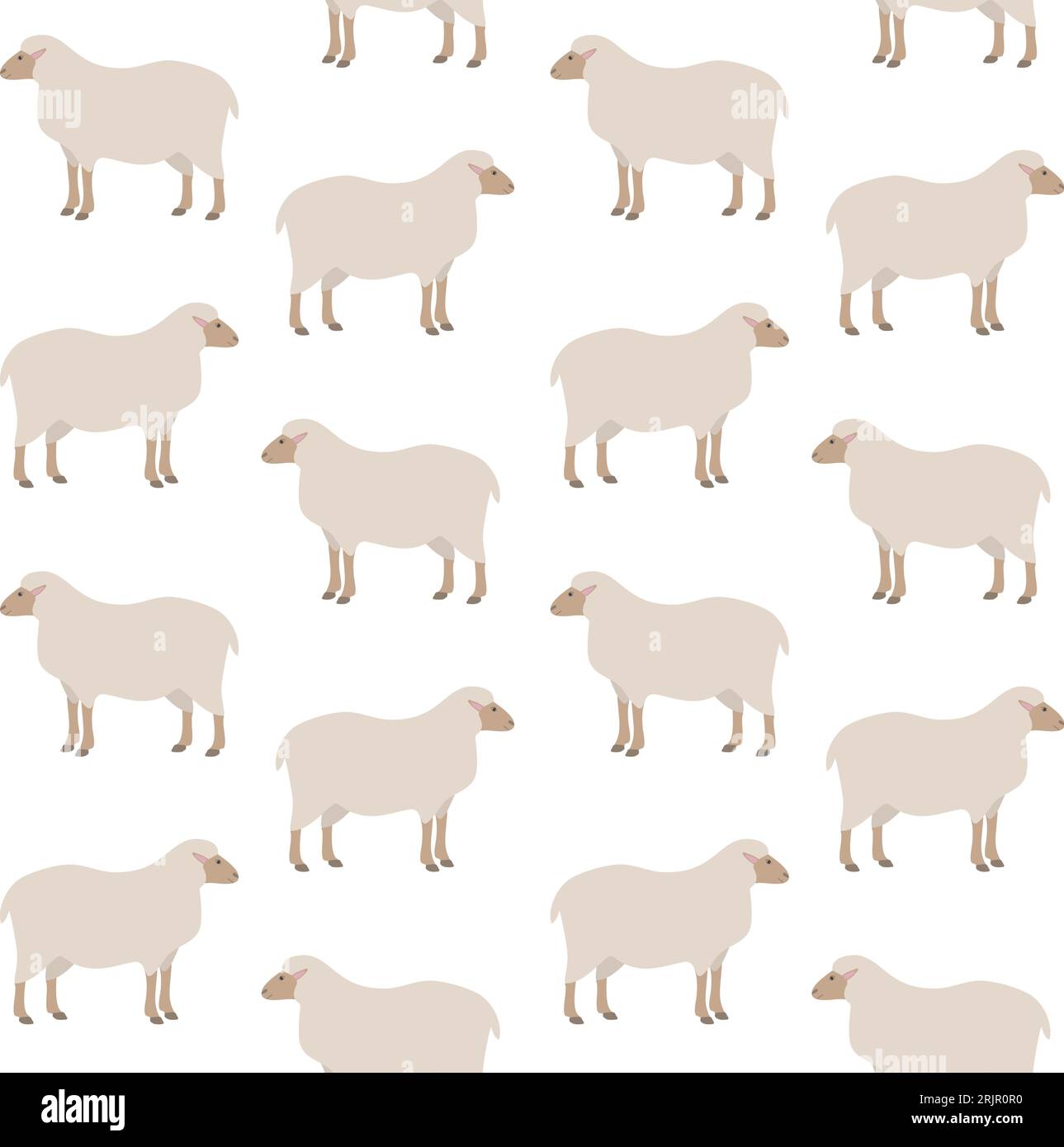 Vector seamless pattern of flat hand drawn sheep isolated on white ...