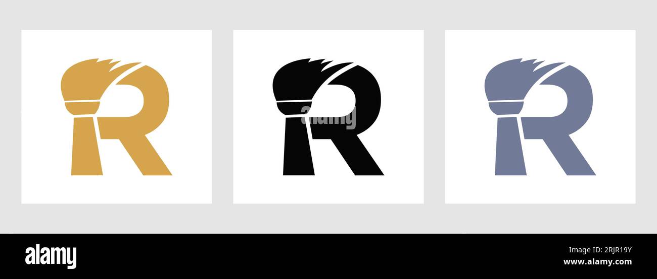 House Cleaning Logo On Letter R Concept With Clean Brush Icon. Maid ...