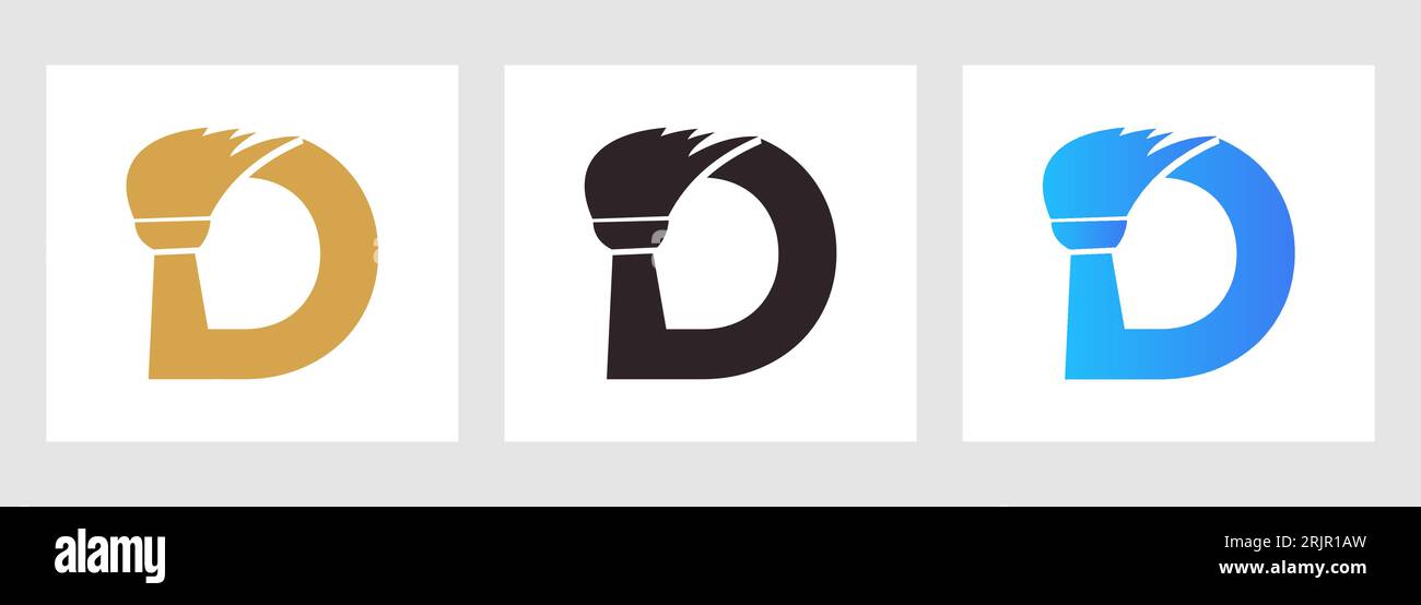 House Cleaning Logo On Letter D Concept With Clean Brush Icon. Maid ...