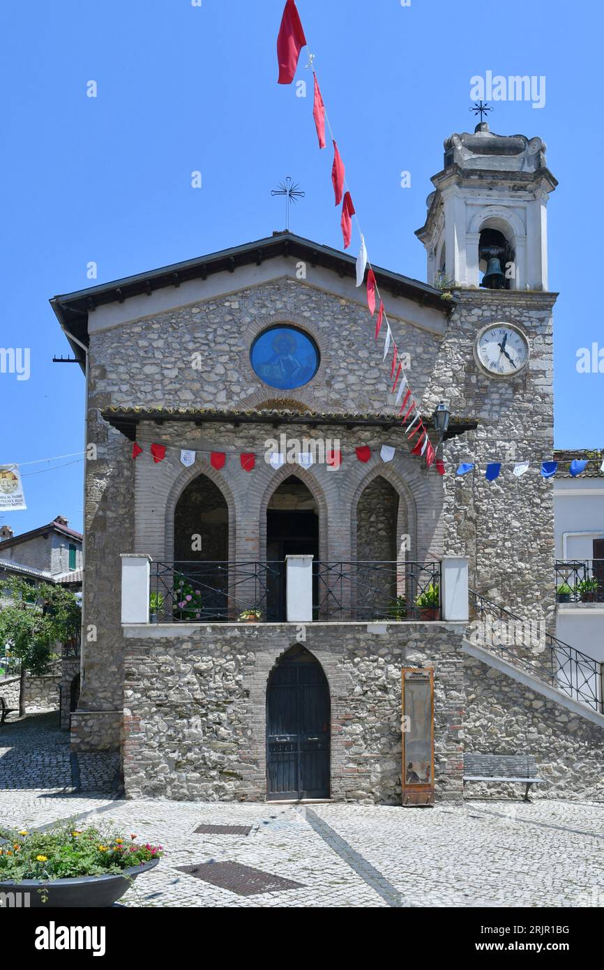 The exterior of an old church in a medieval town in the Lazio region ...