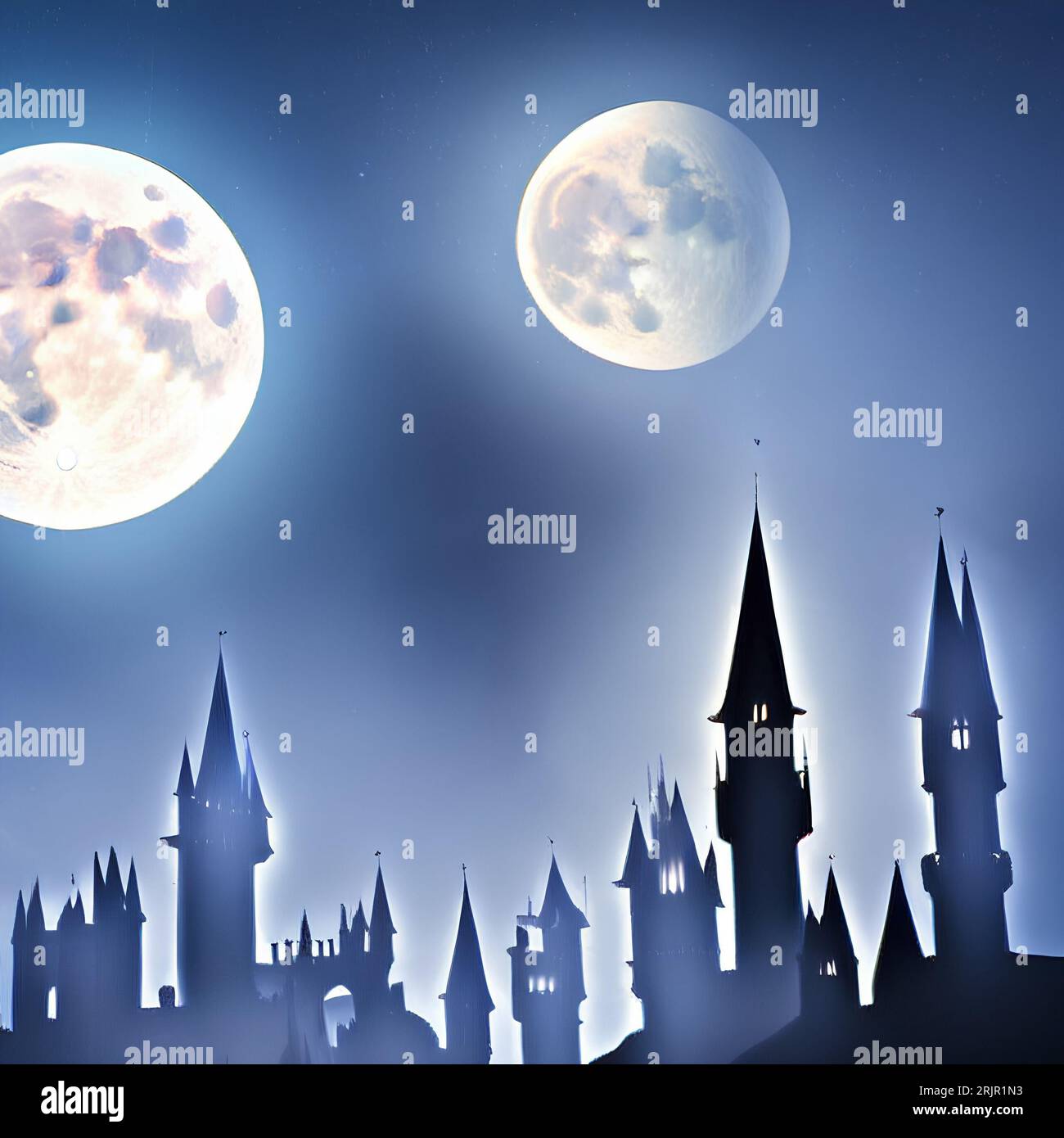 A fascinating image of a full moon illuminating the night sky over a ...