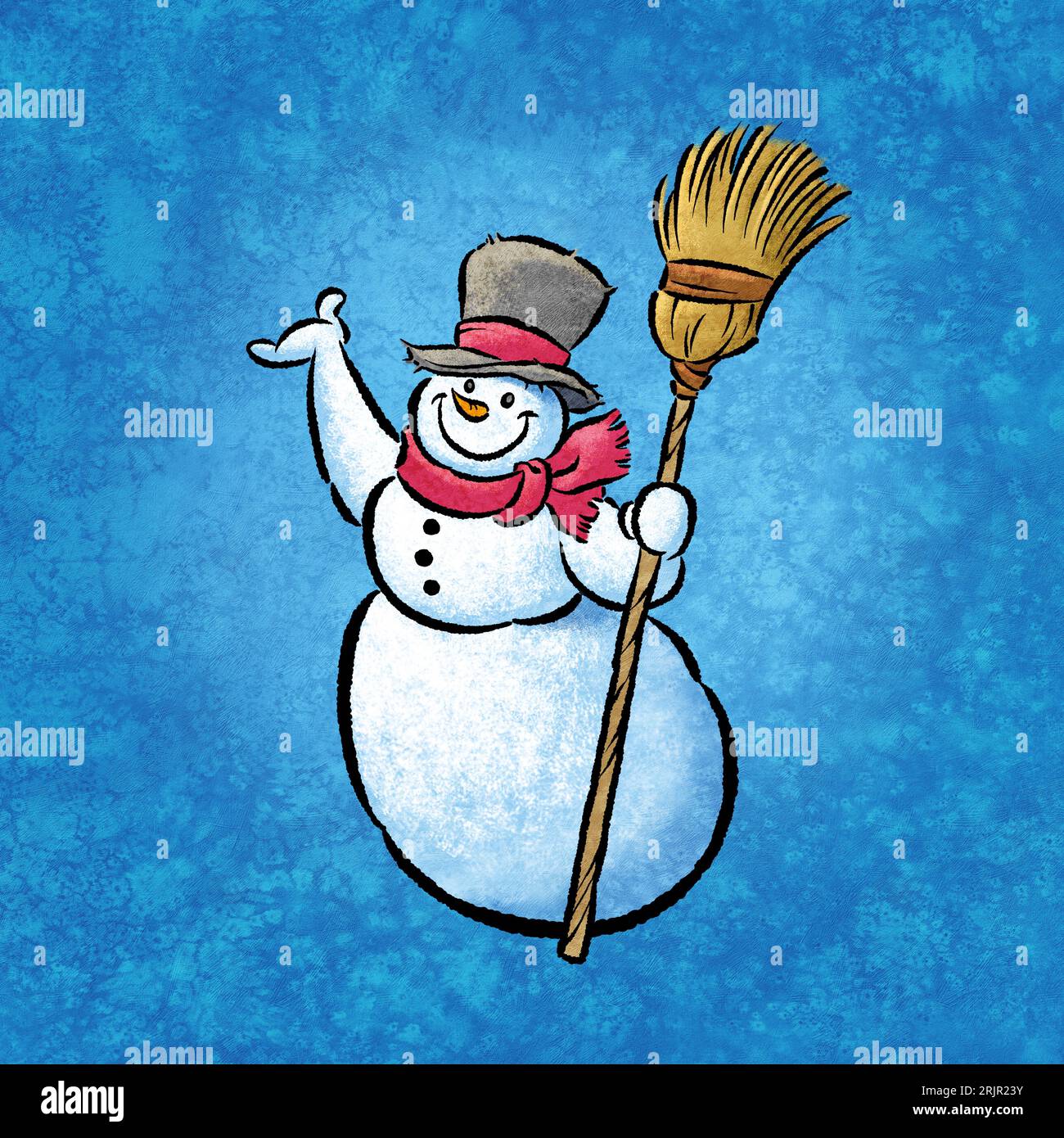 Illustrated Snowman Character Stock Photo - Alamy