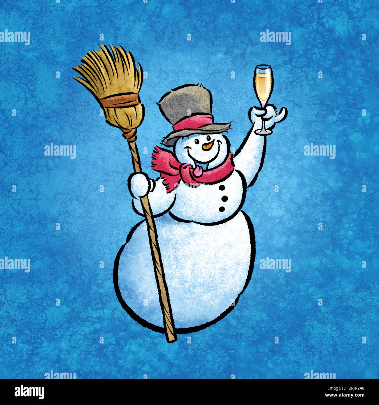 Illustrated Snowman Character Stock Photo - Alamy