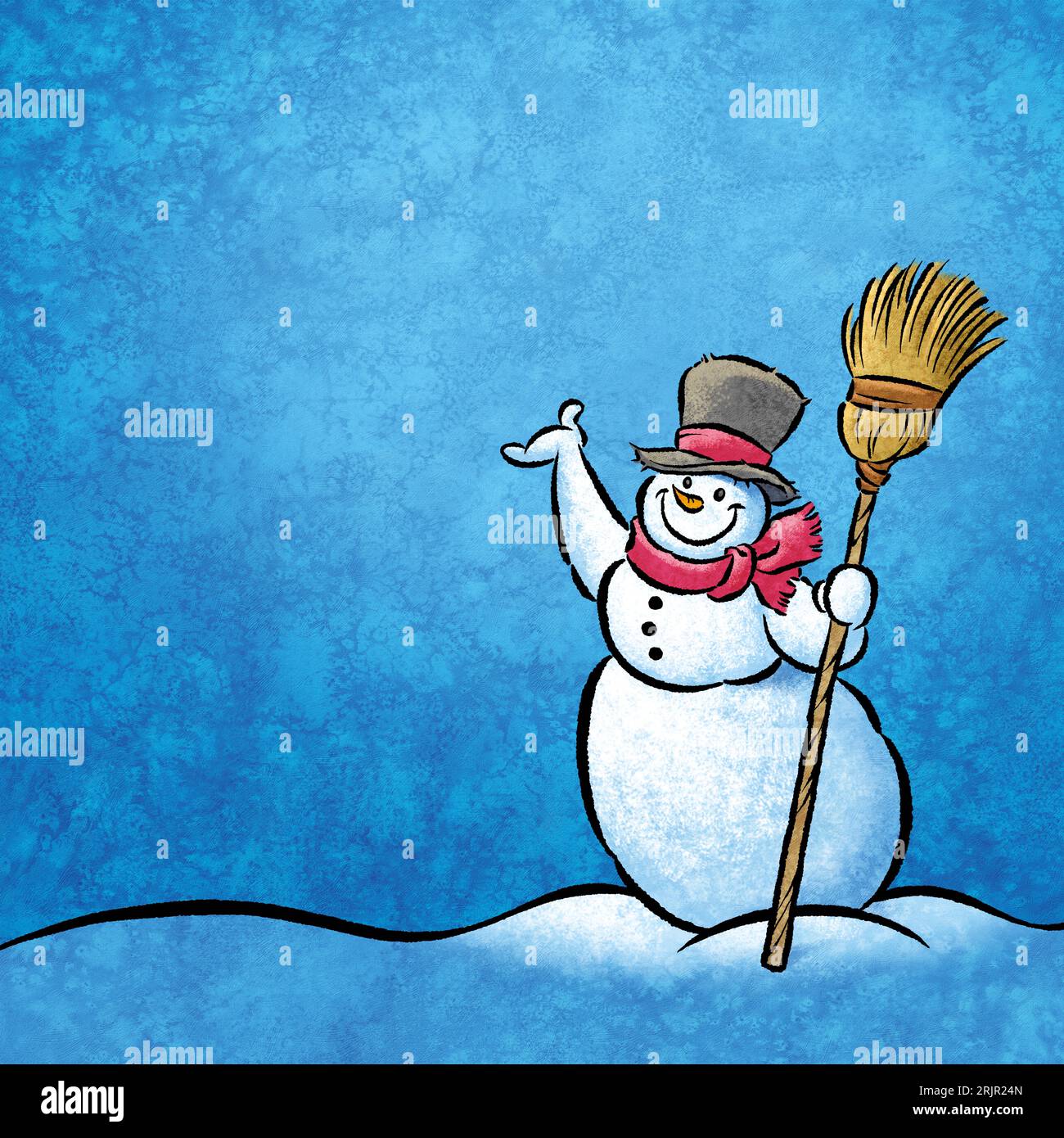 Illustrated Snowman Character Stock Photo - Alamy