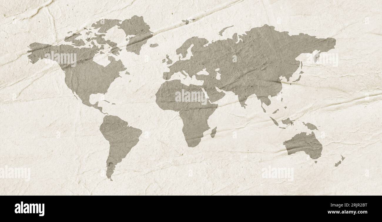 World map on paper background Stock Photo - Alamy