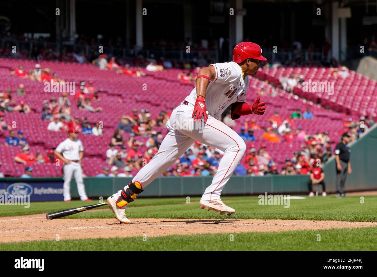 Cincinnati Reds' Noelvi Marte watches his double against the Toronto ...