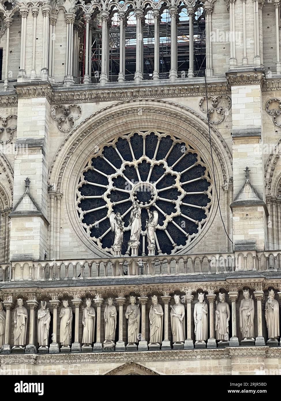 The rose window on the west facade of Notre Dame Cathedral. Paris ...