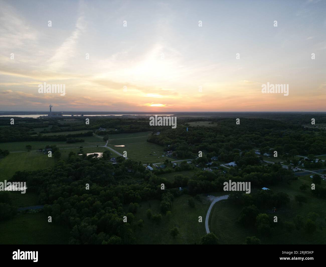 An aerial view of a stunning sunrise illuminating the skyline of a ...