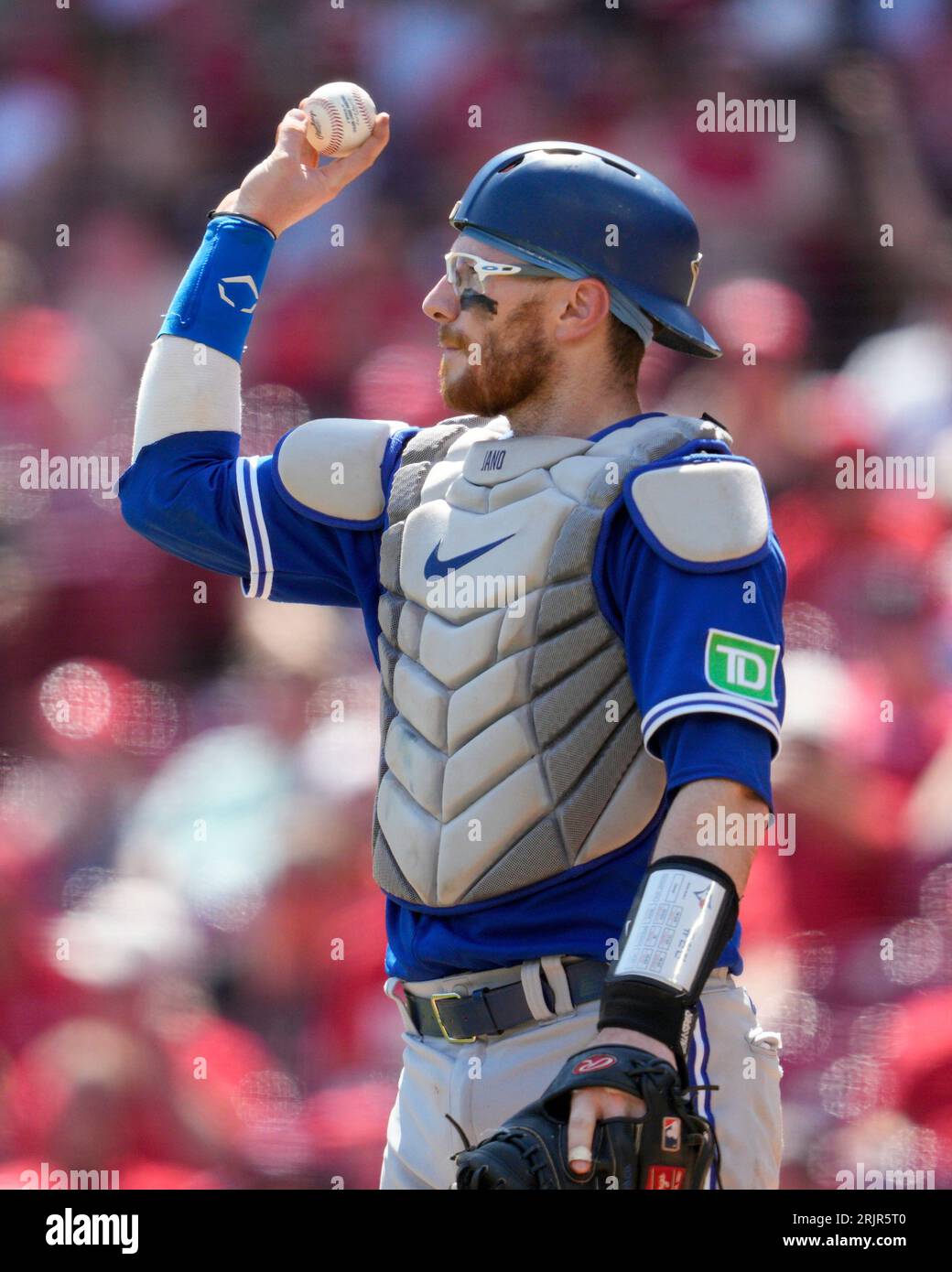 Toronto Blue Jays catcher Danny Jansen plays during a baseball game ...