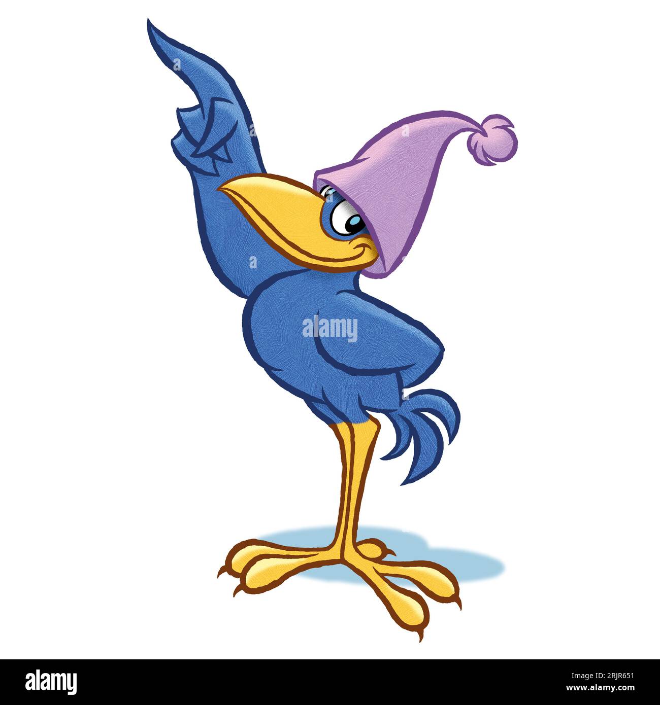 Illustrated Bird Character with Nightcap Stock Photo - Alamy