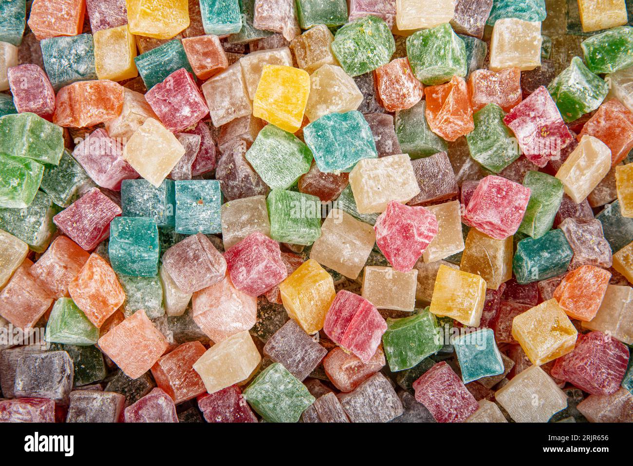 Colorful Turkish delight close up photo. turkish delight or lokum of ...