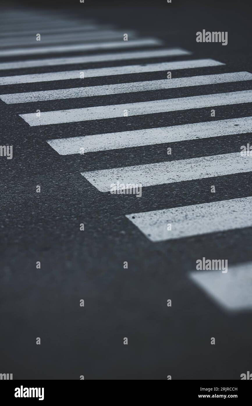 An asphalt road marked with white lines to signify a designated ...