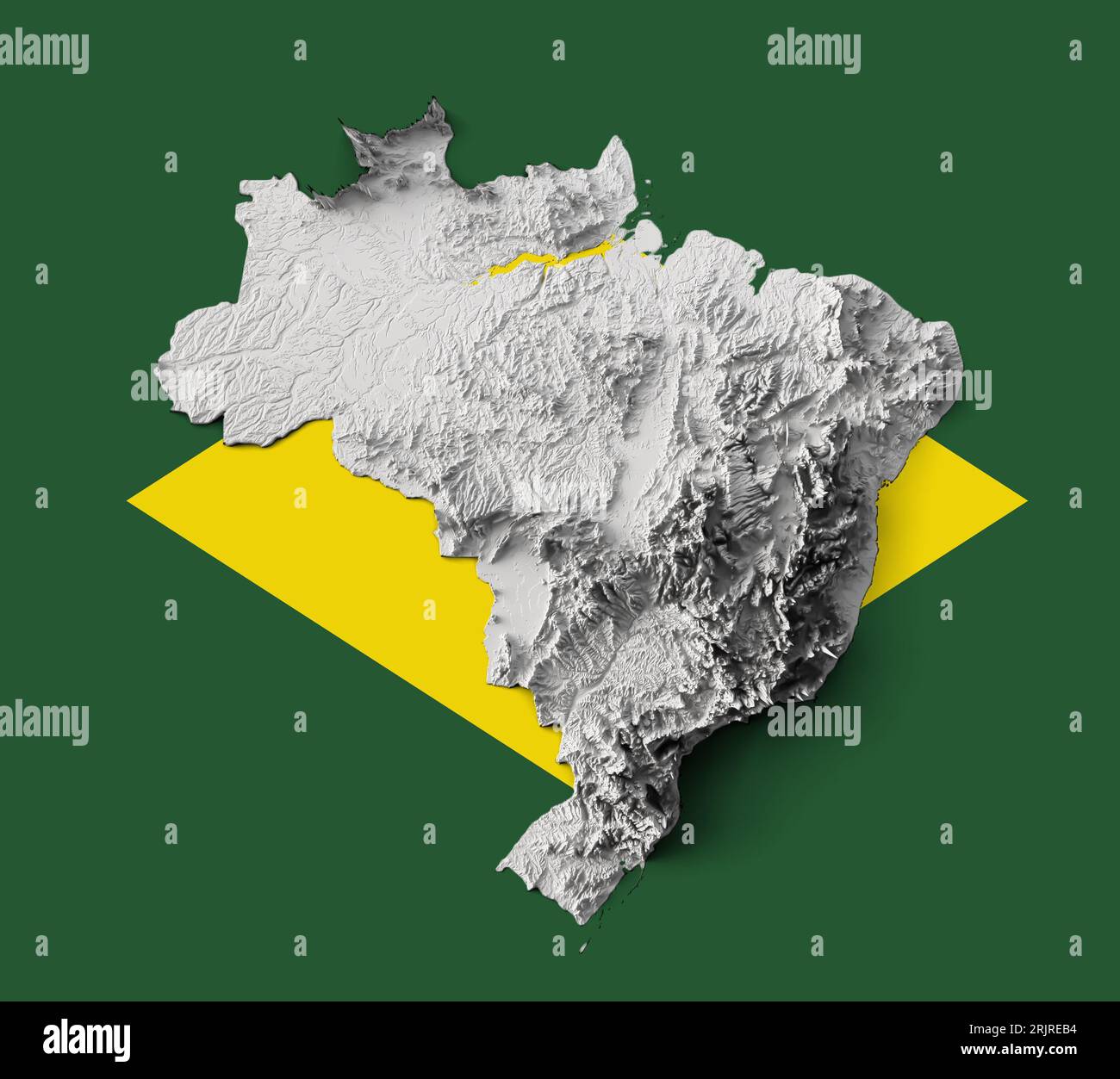 An illustration of Brazil relief map on the flag Stock Photo - Alamy
