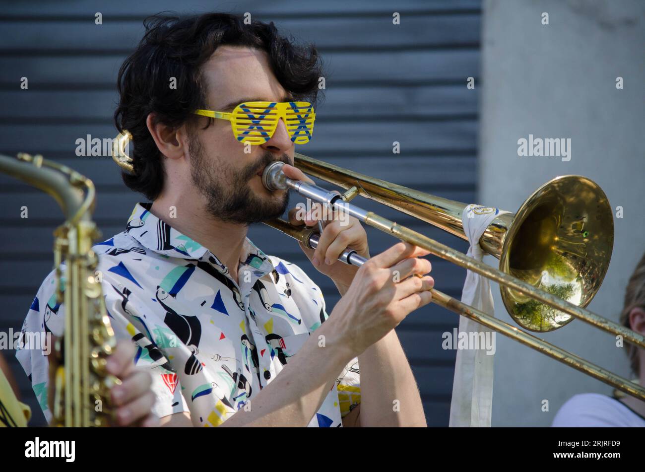 Man playing a trombone hi-res stock photography and images - Alamy