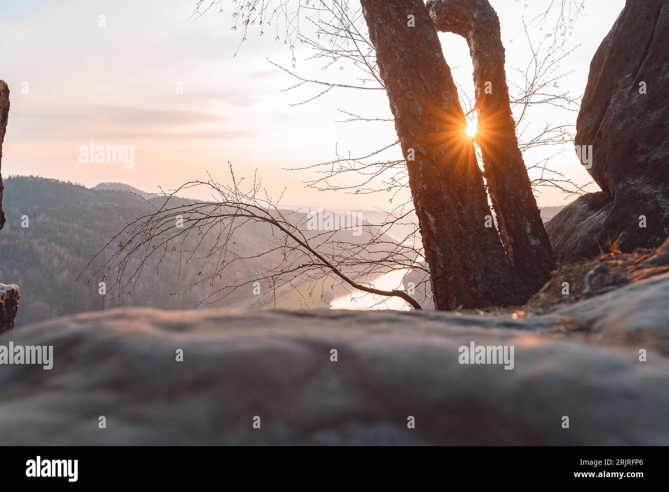 Spectacular view of the Bastei Bridge in Saxonia, Germany Stock Photo ...