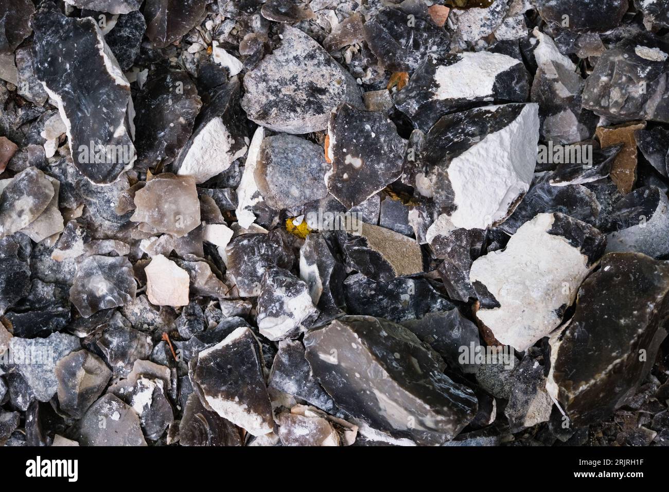 Flint on living rocks, a small pile of sharp stones Stock Photo - Alamy