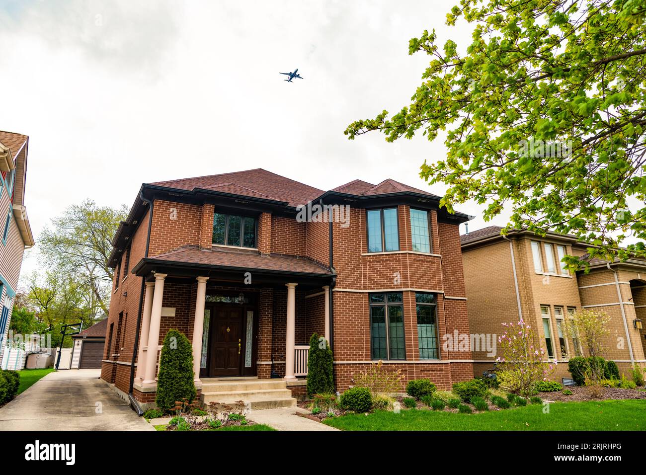 suburban neighborhood. cottage house in american neighborhood. suburban ...