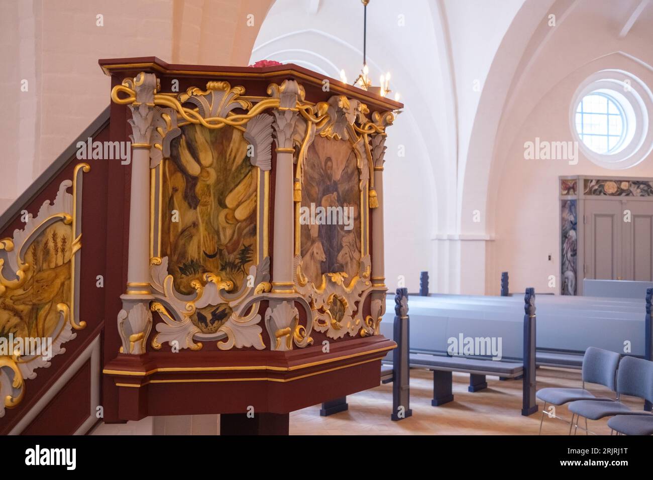 Small pulpit in a Danish Protestant church Stock Photo - Alamy
