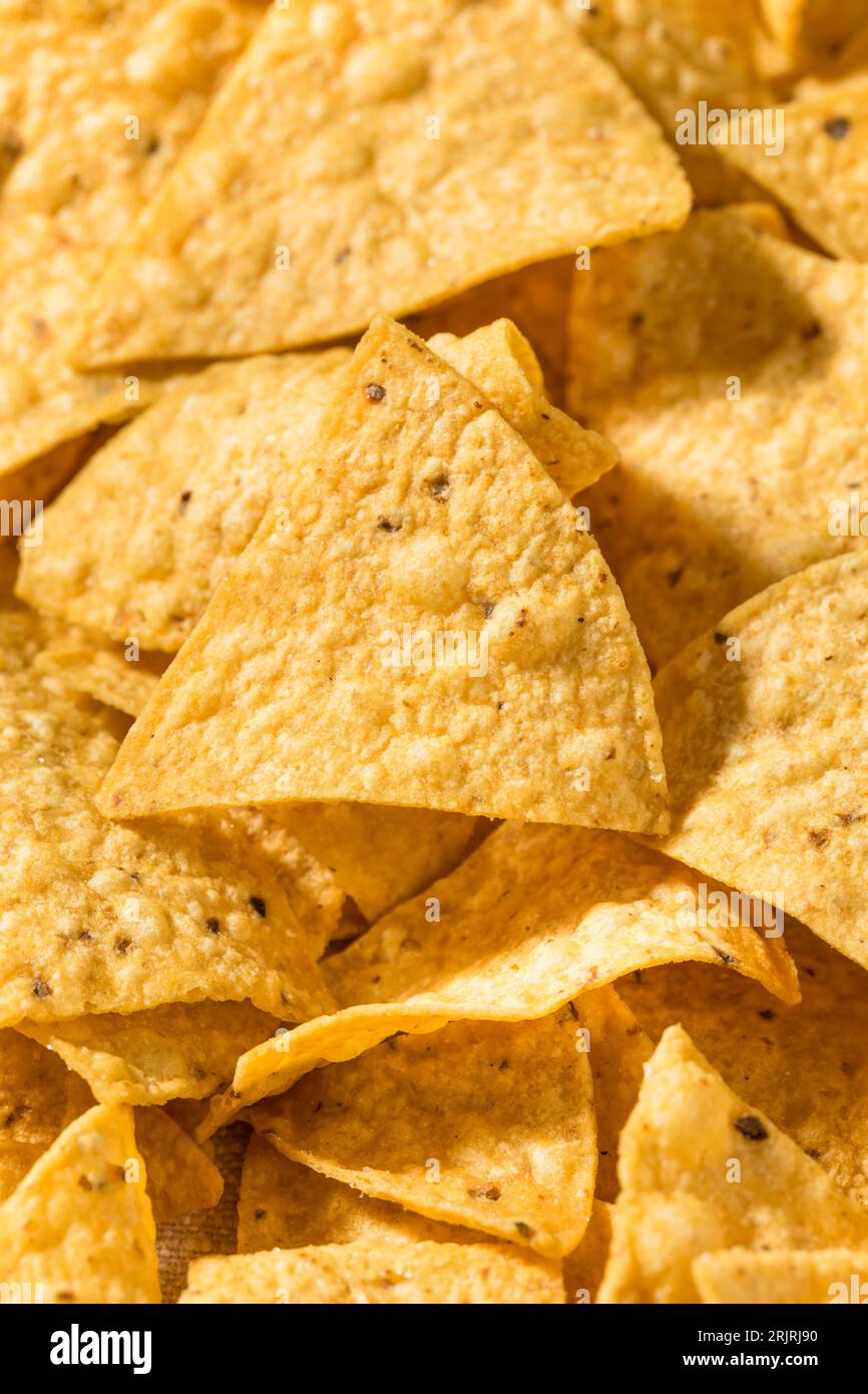 Homemade Triangle Tortilla Corn Chips in a Bowl Stock Photo - Alamy