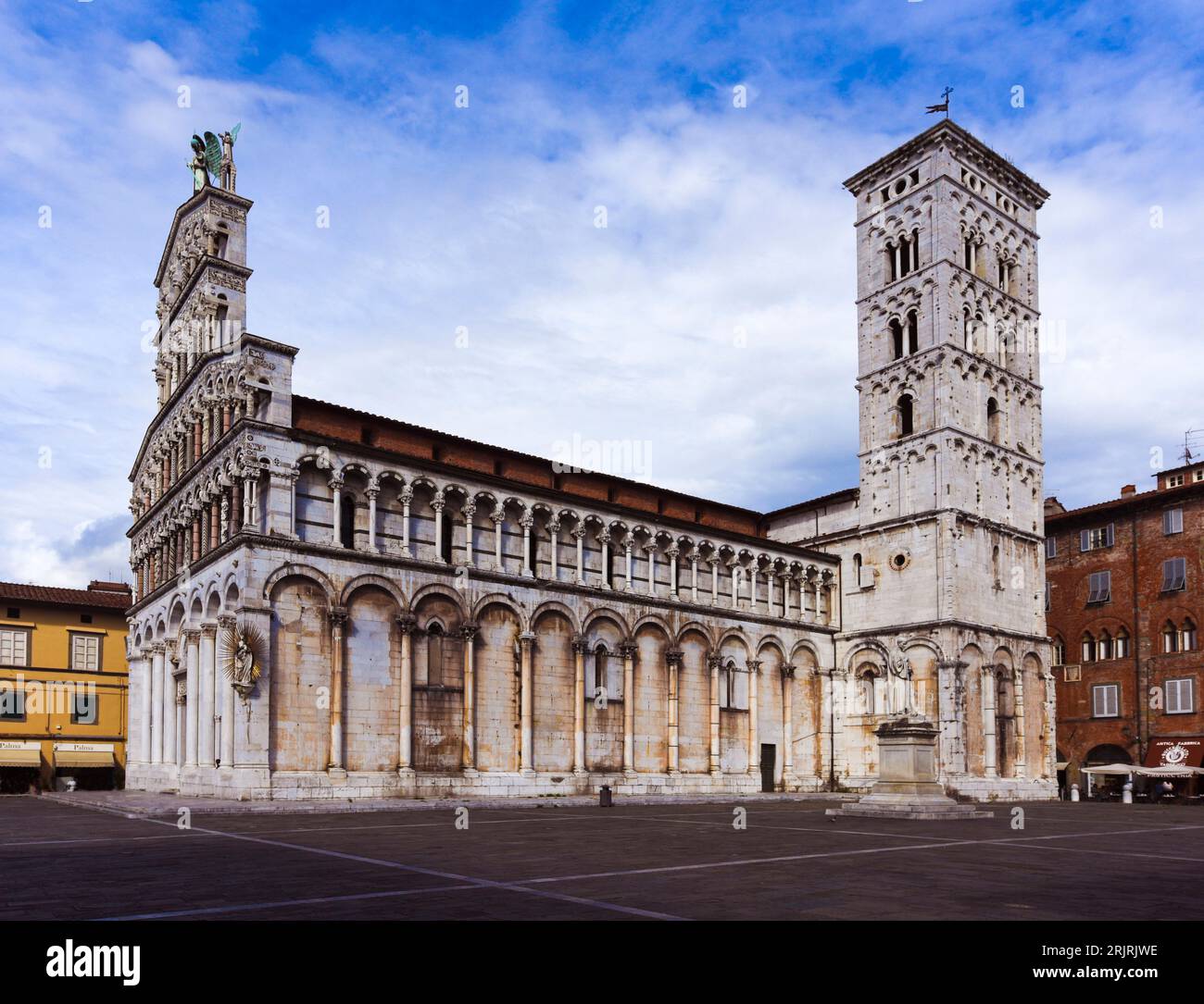 13th century Romanesque facade of the San Michele in Foro is a Roman ...