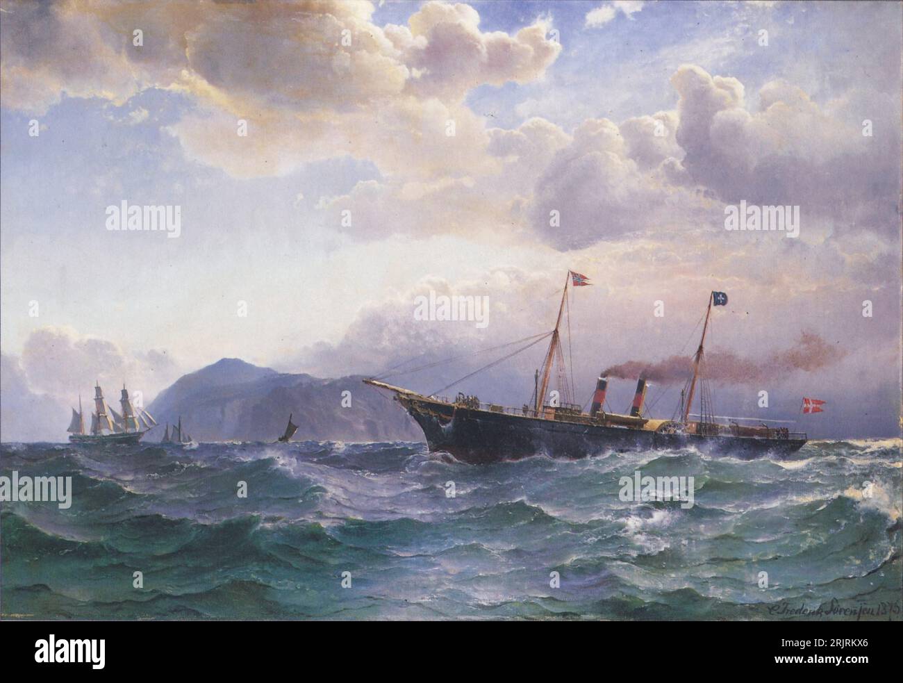 The Steamship Christiania at Kullen. 1875 by Carl Frederik Sørensen ...
