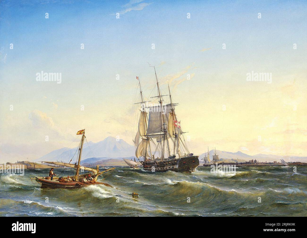 Morning off Madeira with the town of Funchal in the background. 1848 by ...