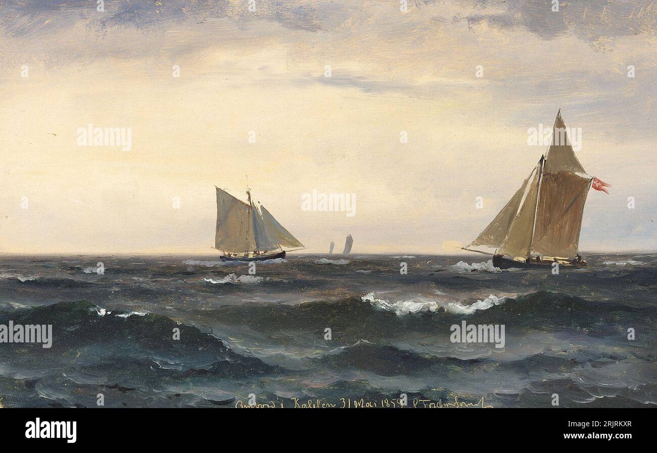 Seascape with two sailing ships. 31 May 1859 by Carl Frederik Sørensen ...