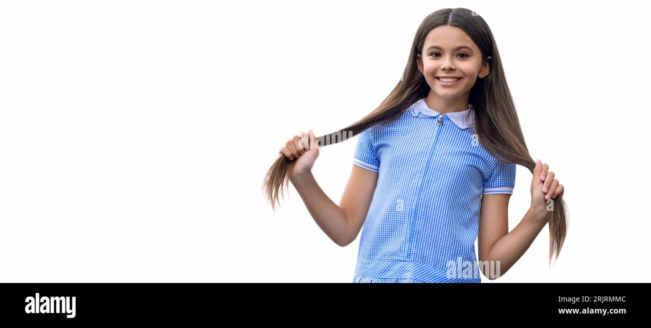 advertisement in studio. teen girl with long hair in stylish outfit ...