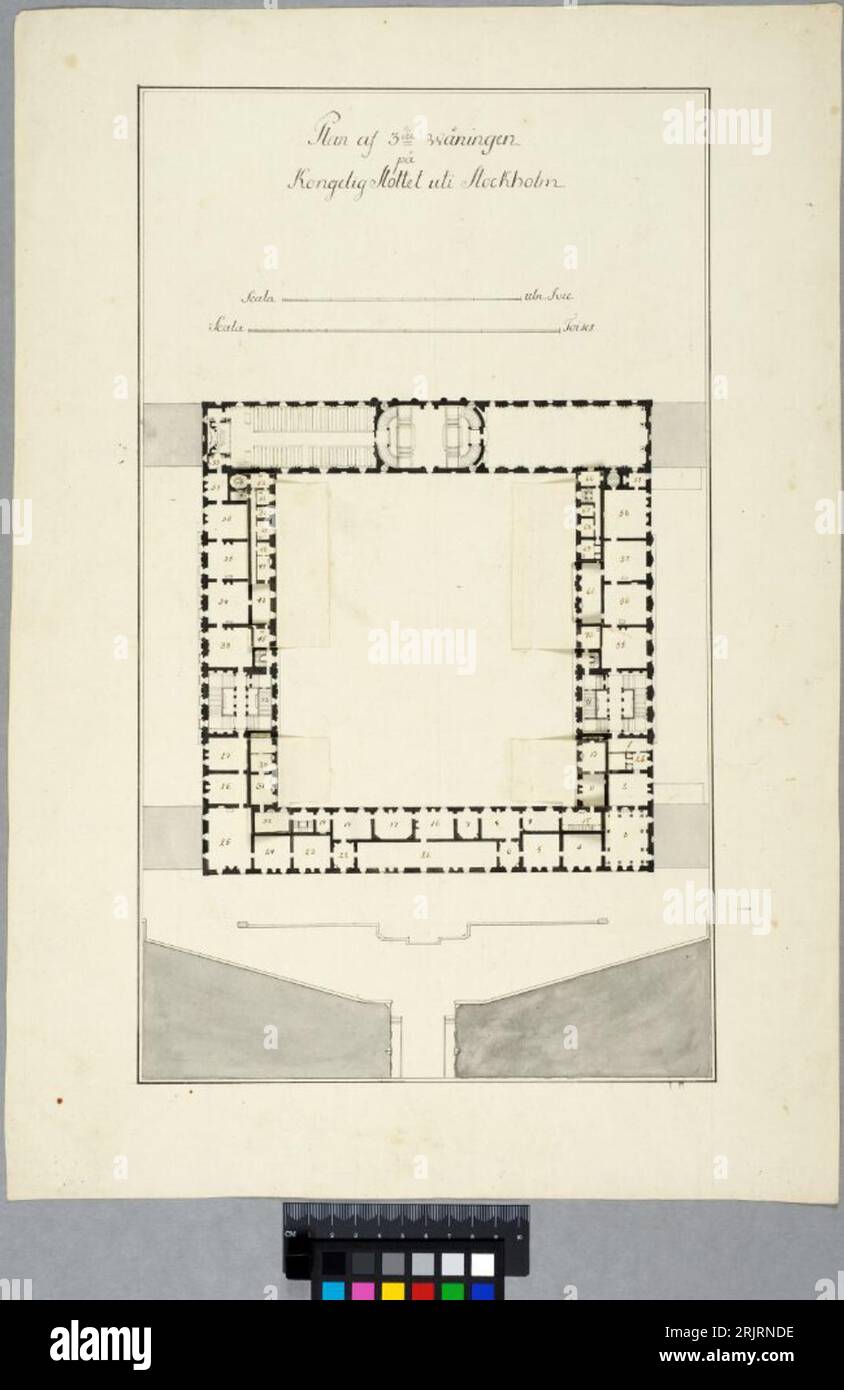 The Royal Palace in Stockholm. Second floor plan. With altenative room ...