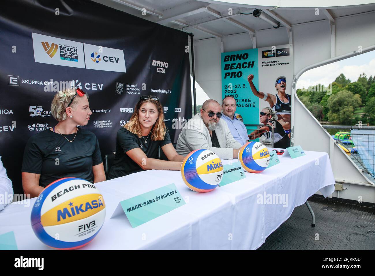 Brno, Czech Republic. 23rd Aug, 2023. L-R Czech beach volleyball ...