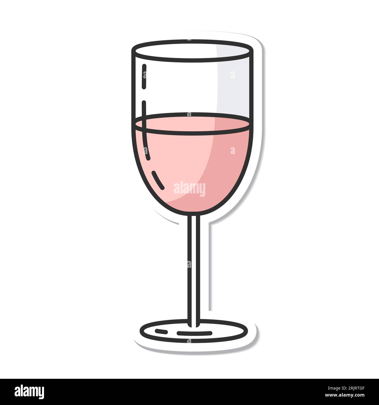 Sticker Glass Of Pink Winerose Isolated Vector Stock Vector Image And Art Alamy