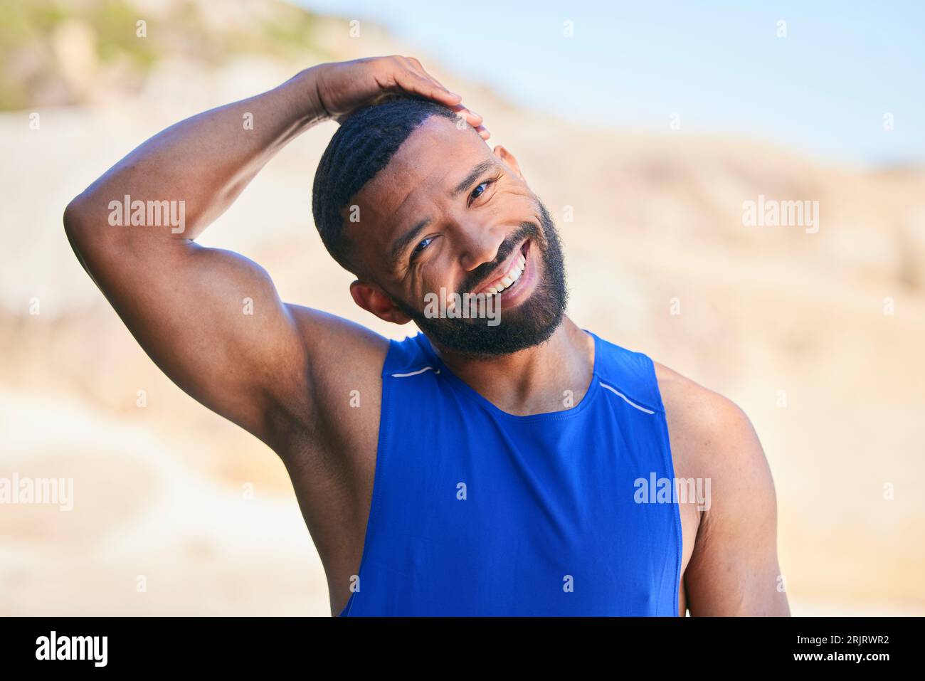 Fitness man warm up neck hi-res stock photography and images - Alamy
