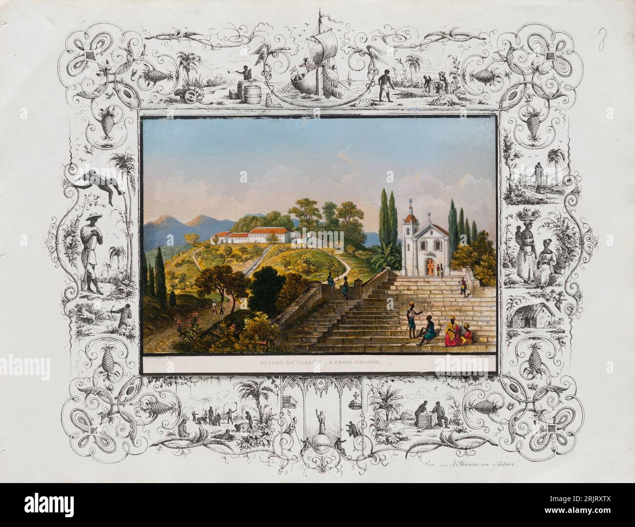 St. João de Carahy, a Praya Grande 1834 by Friedrich Salathé Stock ...