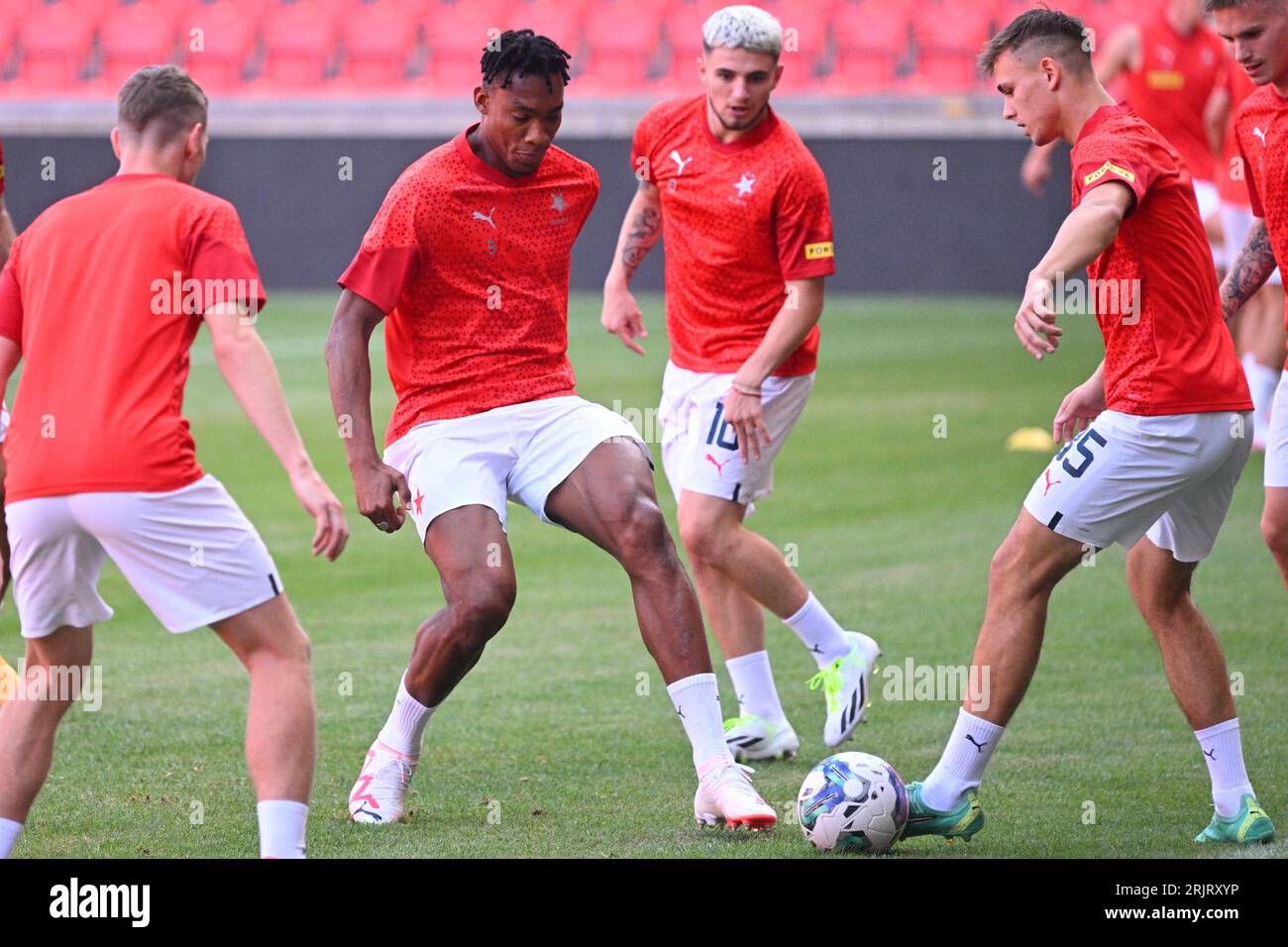 Prague, Czech Republic. 23rd Aug, 2023. Muhamed Tijani, 2nd from left ...