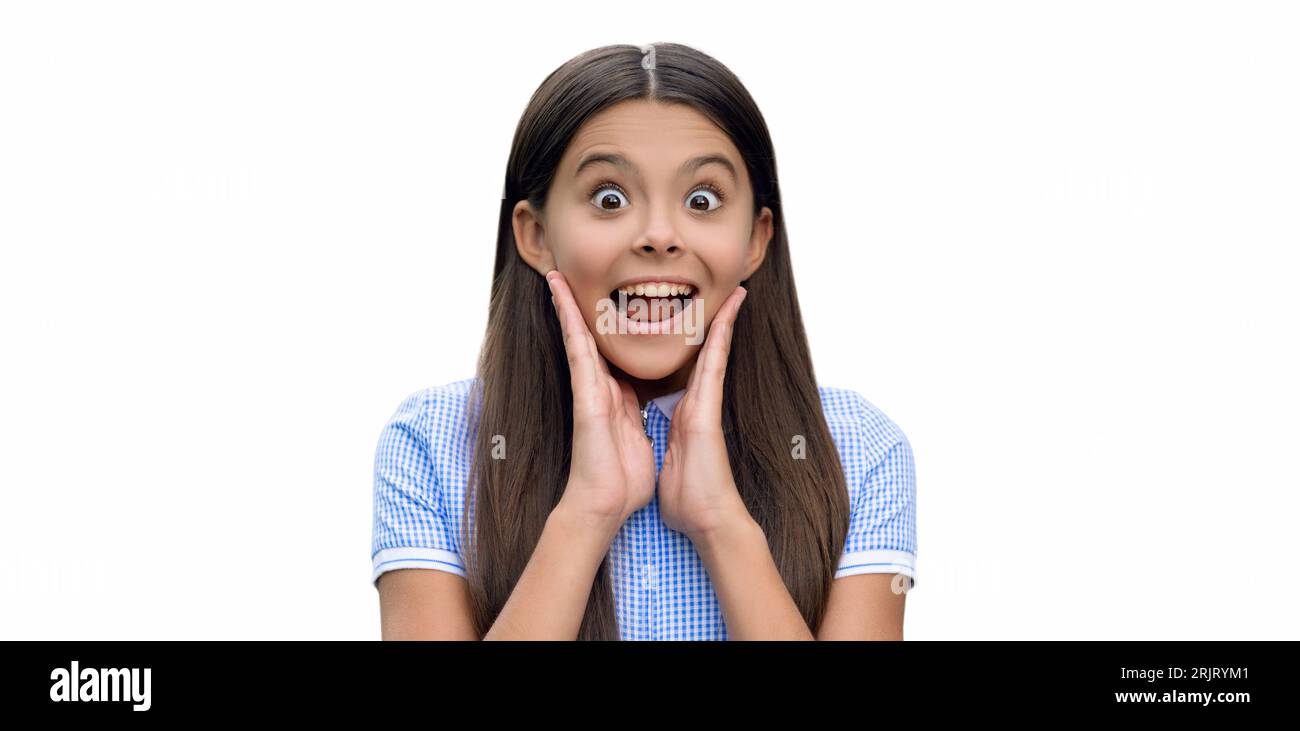 portrait of surprised girl isolated on white. surprise. exp-ress ...