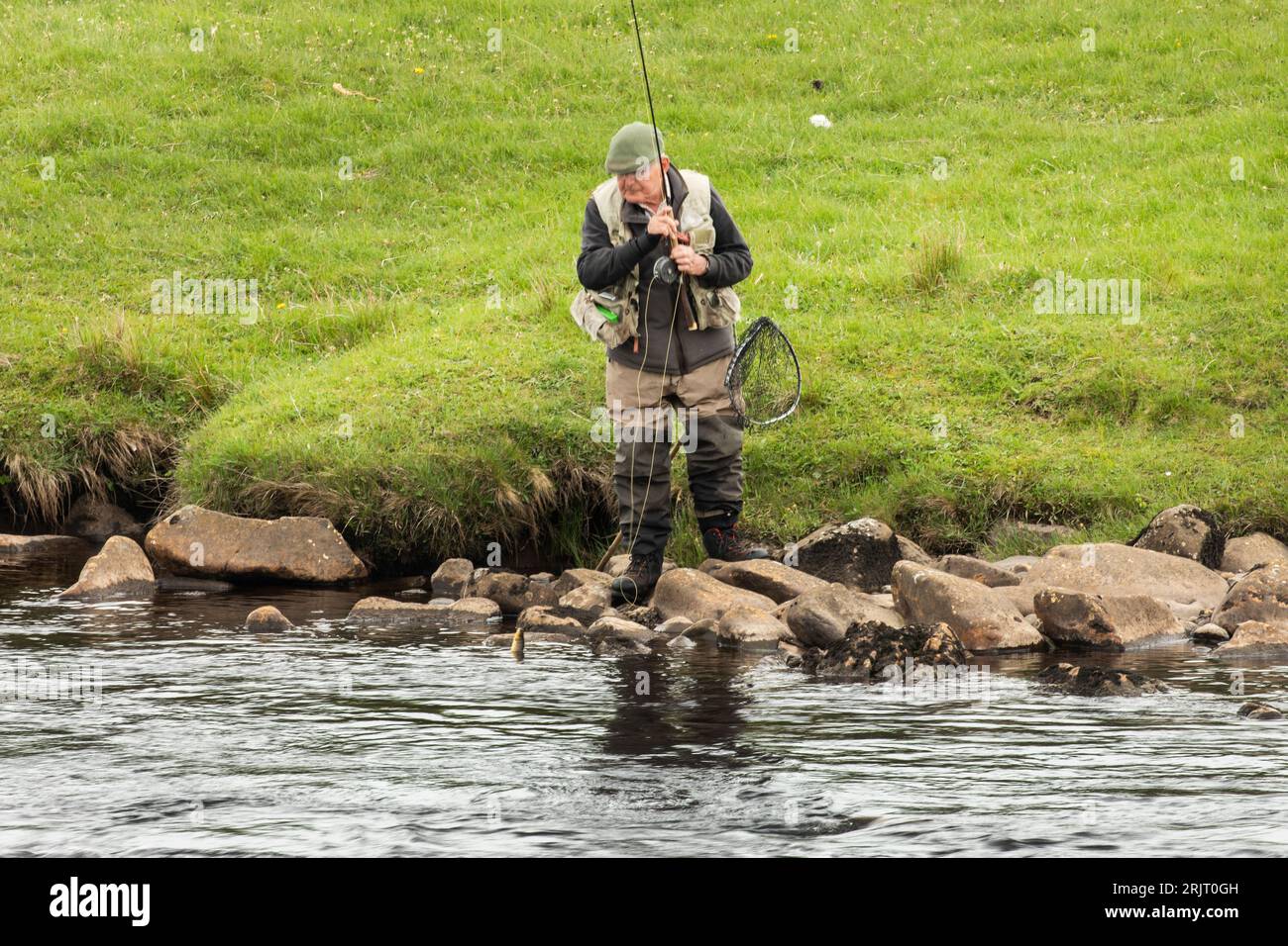 Laurence Catlow, fishing author, fishing the River Tees, viewed from ...