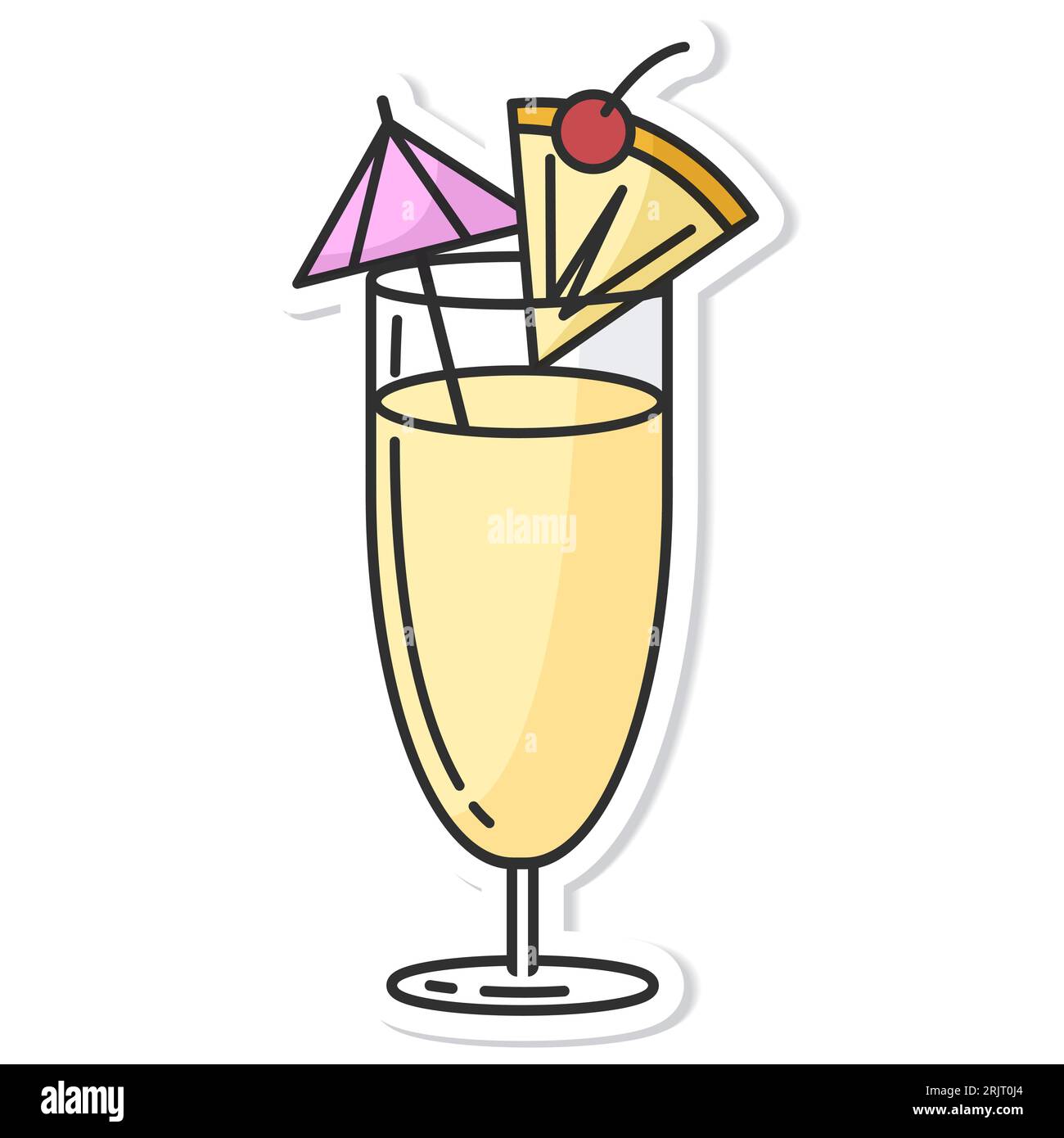 Sticker glass of Pina colada isolated vector Stock Vector Image & Art ...