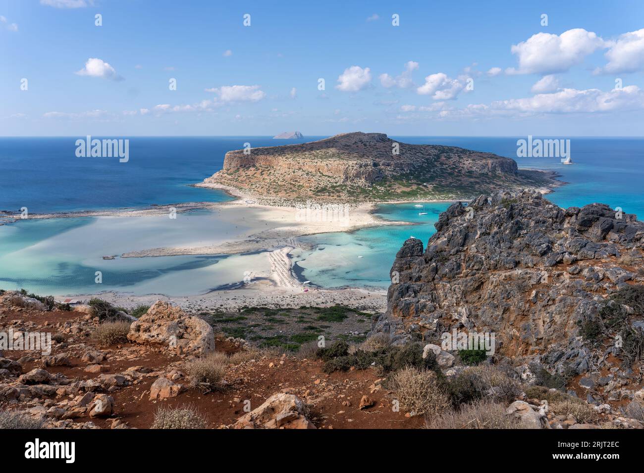 An aerial view of the scenic Balos Lagoon on Crete, Greece Stock Photo ...
