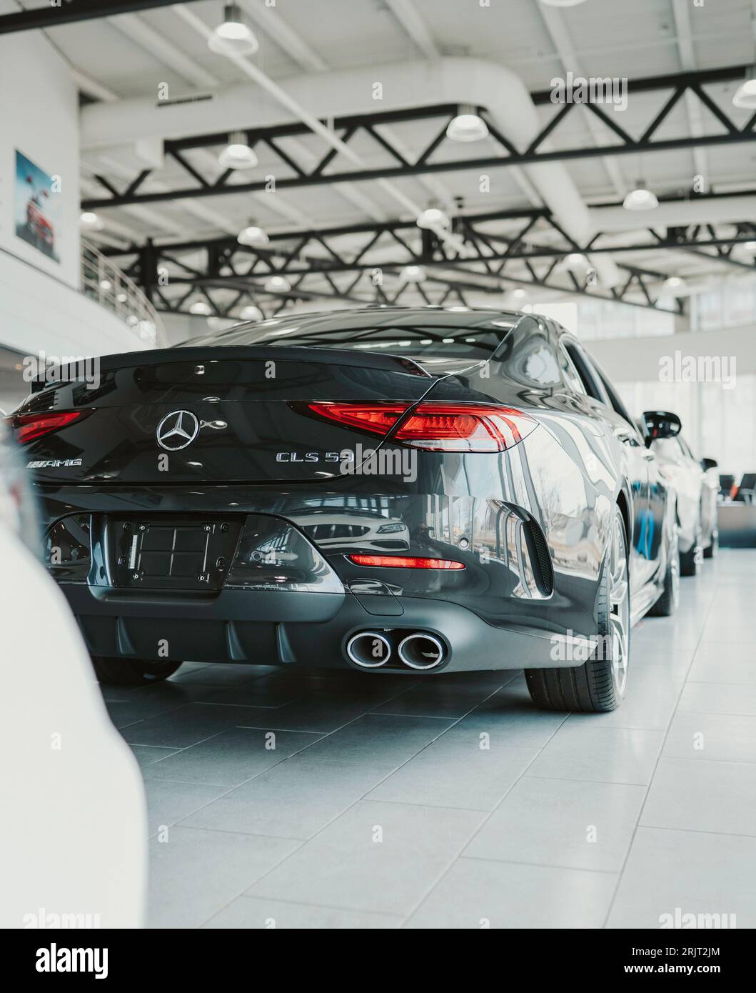 A vertical shot of a luxurious CLS53 AMG Mercedes Benz car Stock Photo ...