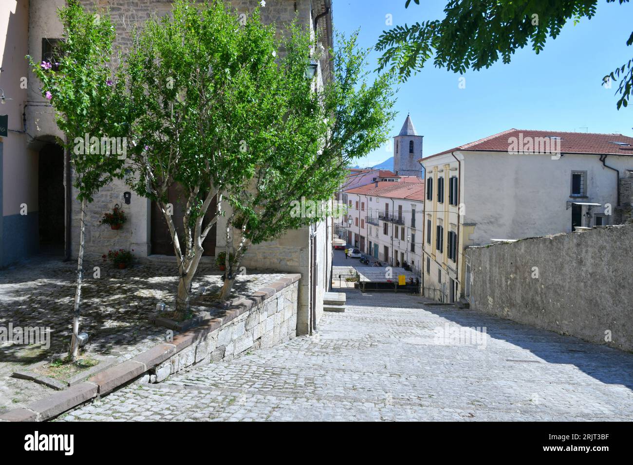 A characteristic street of Agnone, a medieval village in the Isernia ...