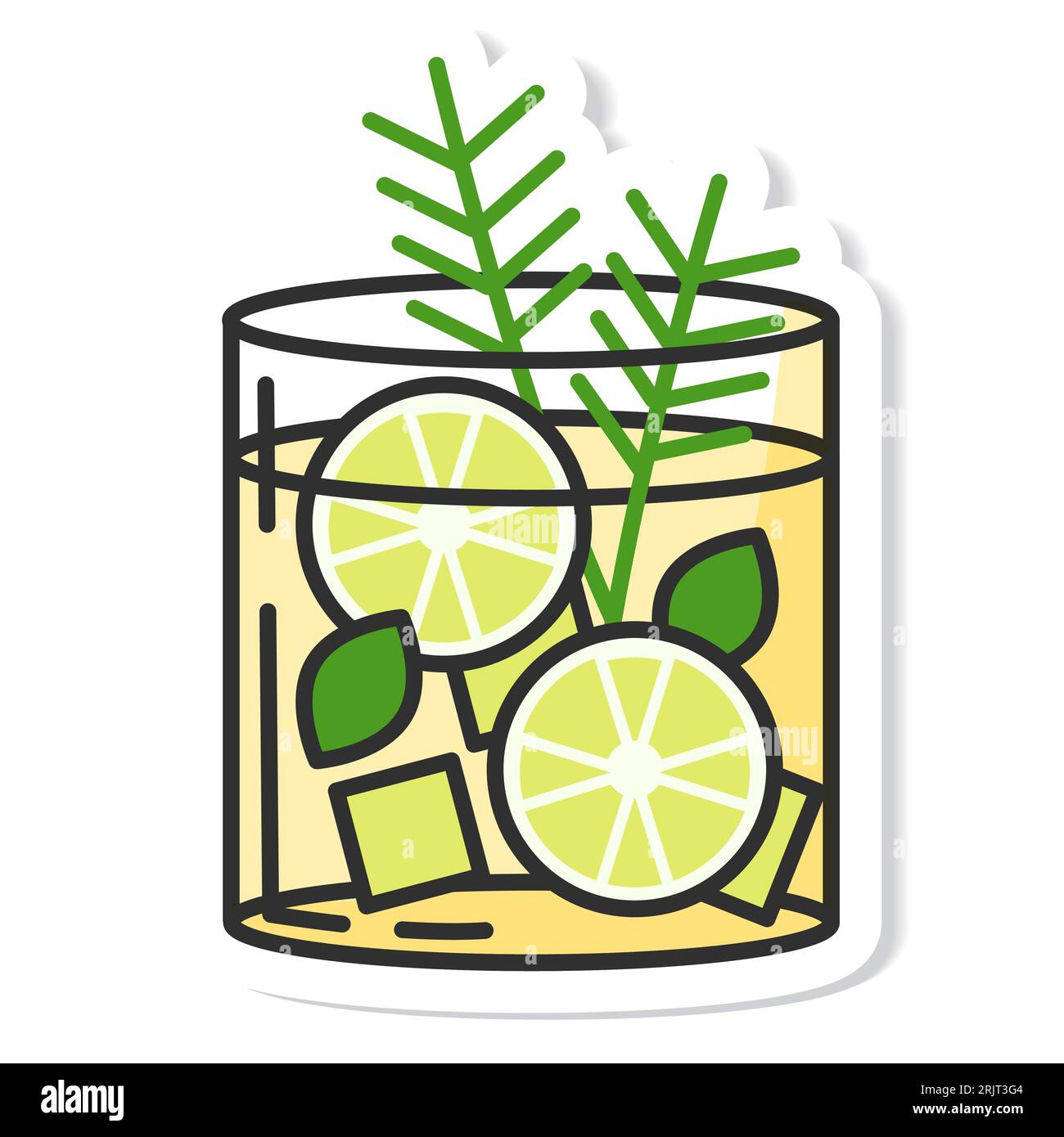 Sticker glass of gin and tonic isolated vector Stock Vector Image & Art ...