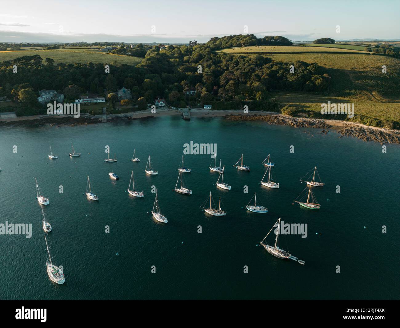 A scenic view of Kiln Key and Trefusis Point on the River Fal with ...