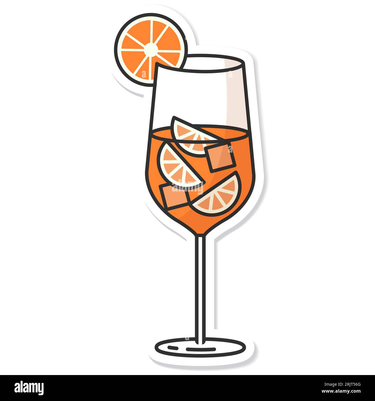 Sticker glass of aperol spritz isolated vector illustration, minimal ...
